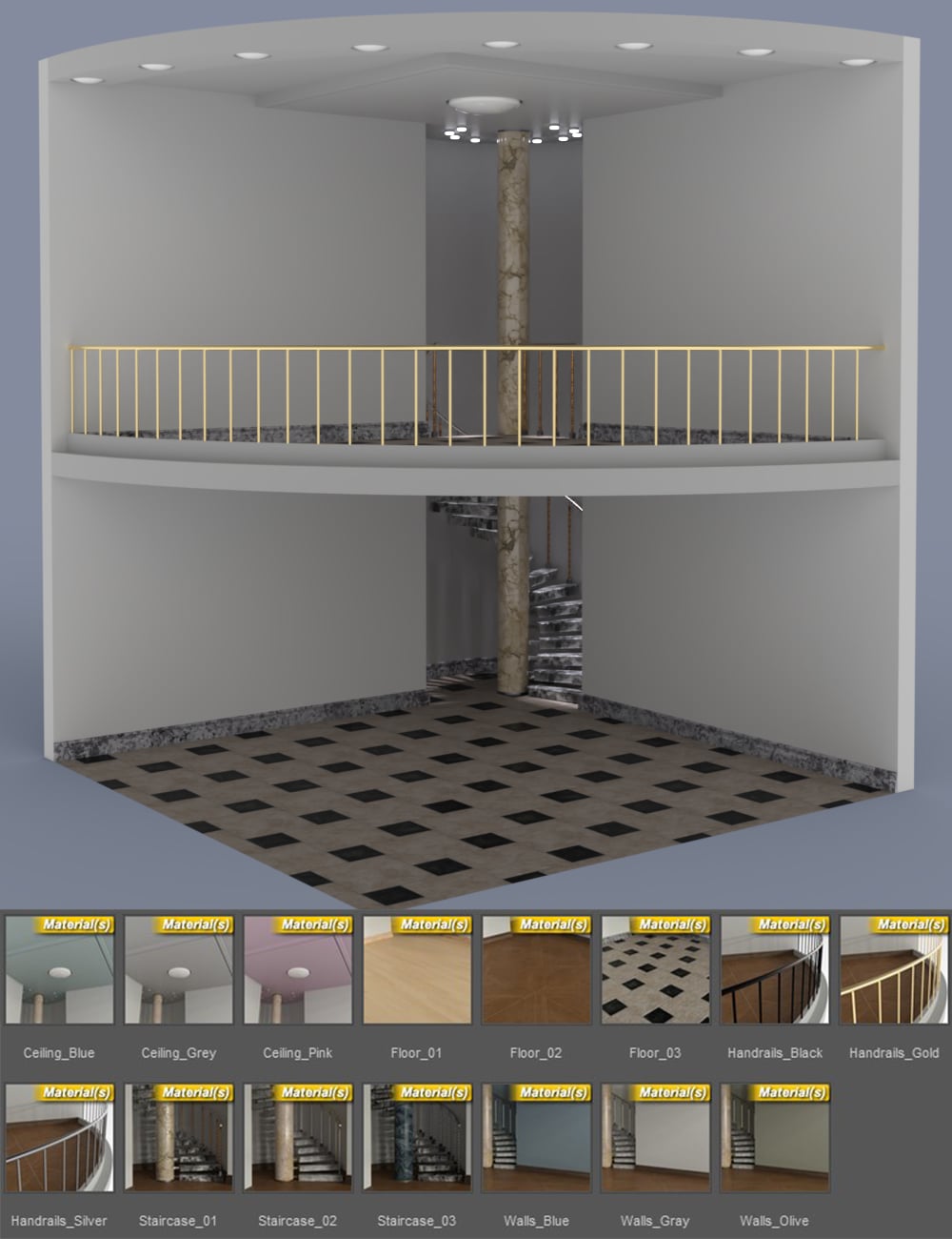 S3D Staircase Studio Interior Sets, Props and HDRI Lights | Daz 3D