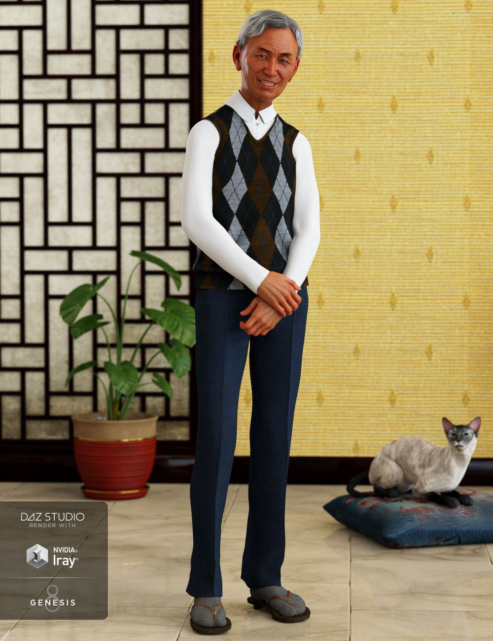 dForce Sweater Vest Style Outfit for Genesis 8 Male(s) | Daz 3D