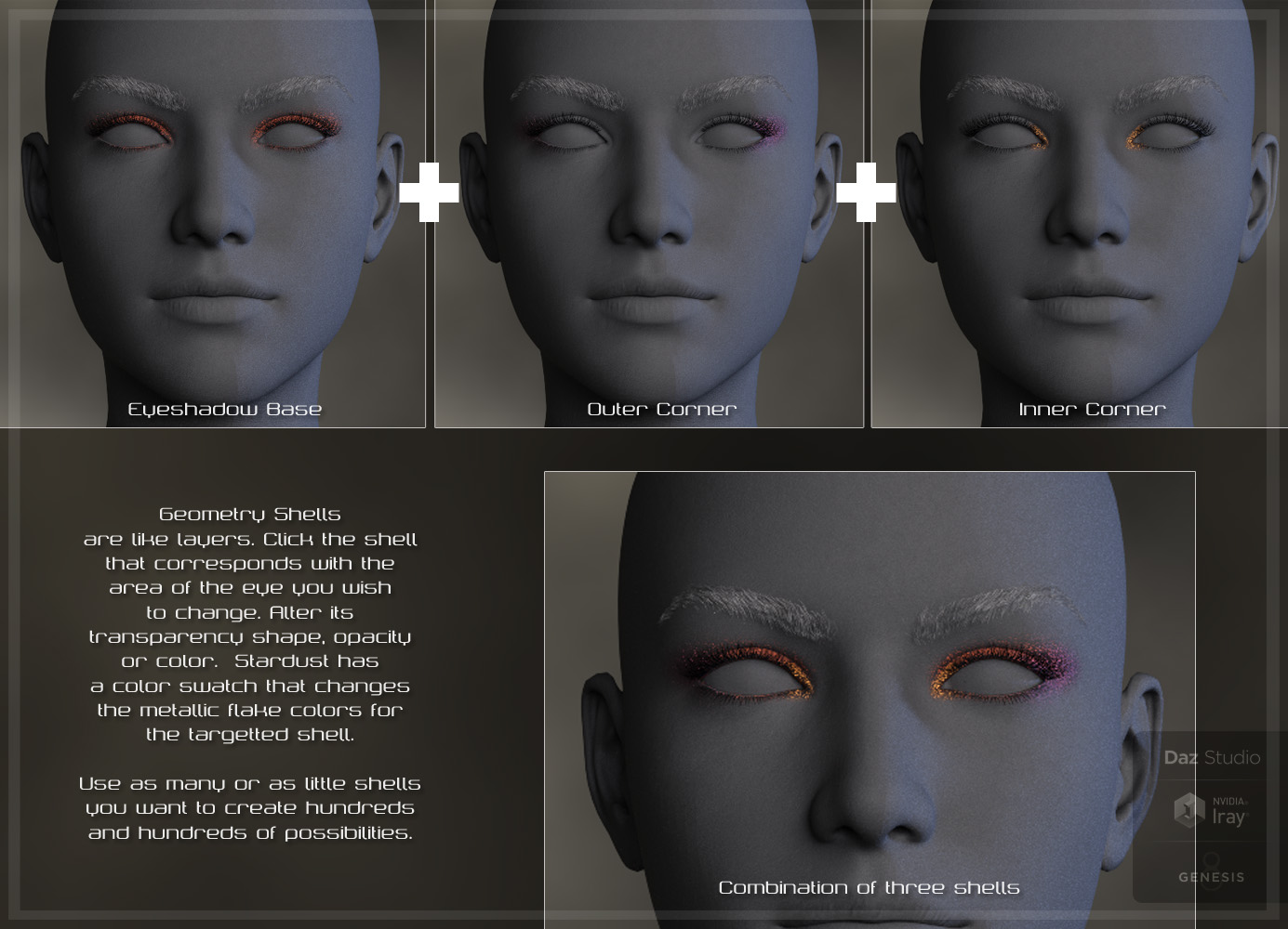 Stardust Glitter Eyeshadows | Daz 3D