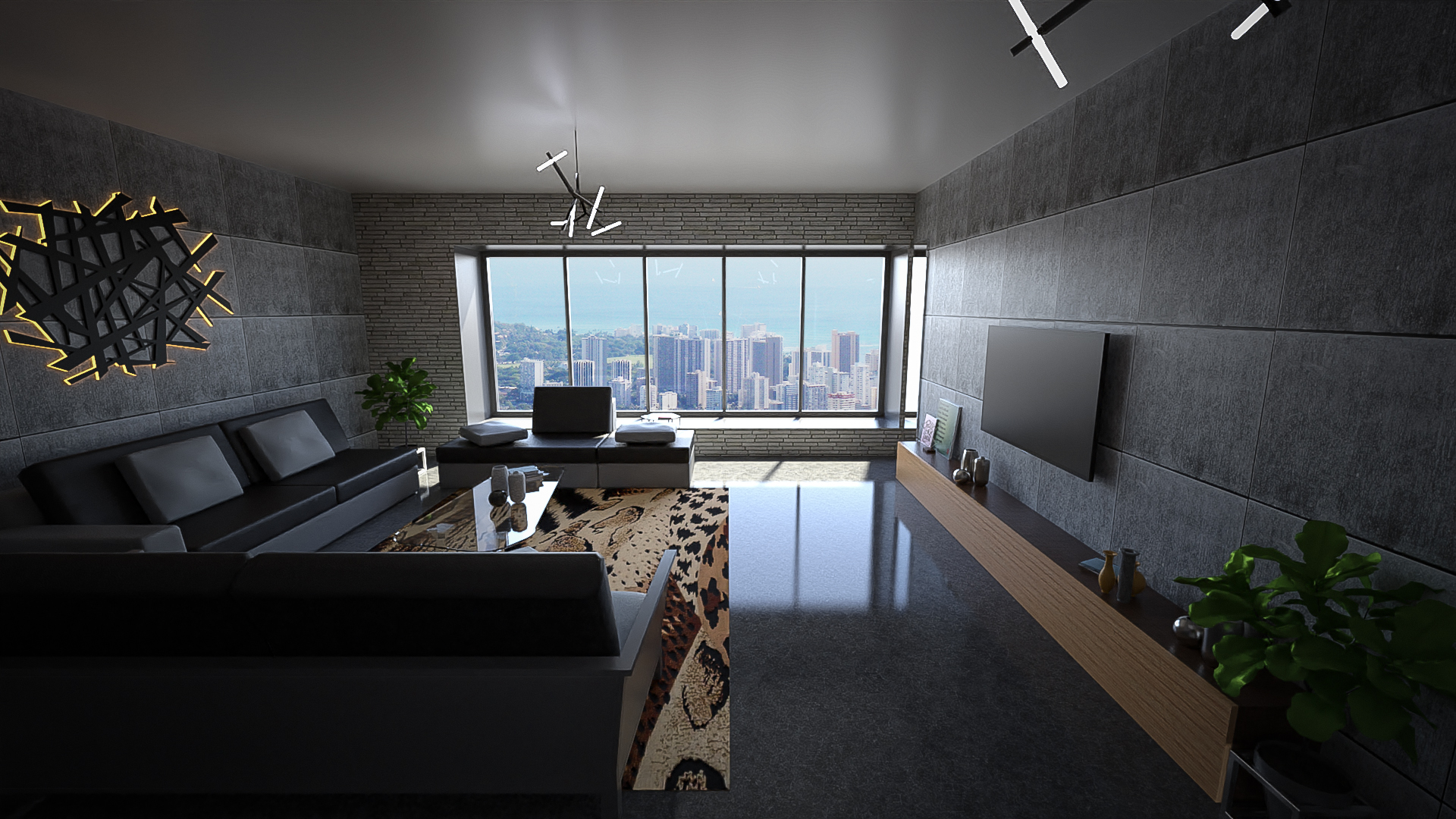 High Rise Living Room | Daz 3D
