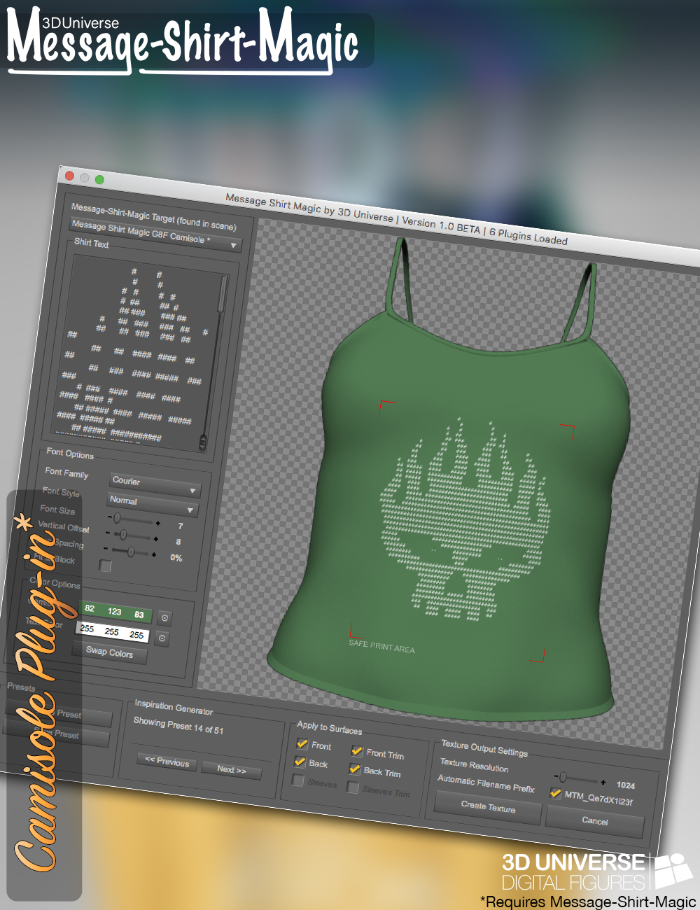 Message-Shirt-Magic Camisole Plugin for Genesis 8 Female(s) | Daz 3D