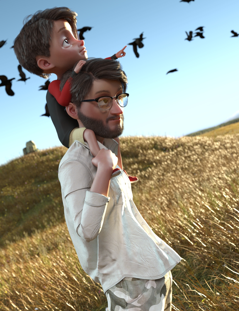 Toon Dad and Fatherly Beard and Accessories for Genesis 8 Male | Daz 3D