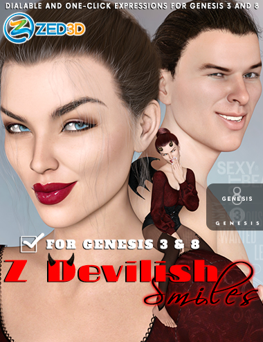 Z Devilish Smiles and Expressions for Genesis 3 and 8 | Daz 3D