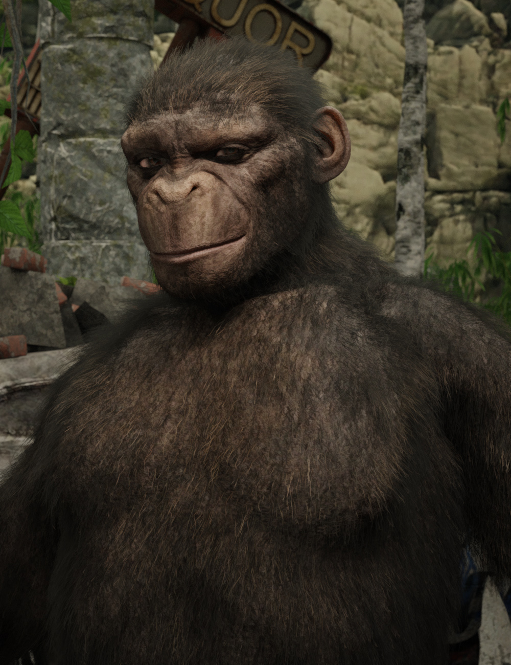 Ape World Chimp with dForce Hair for Genesis 8 Male | Daz 3D