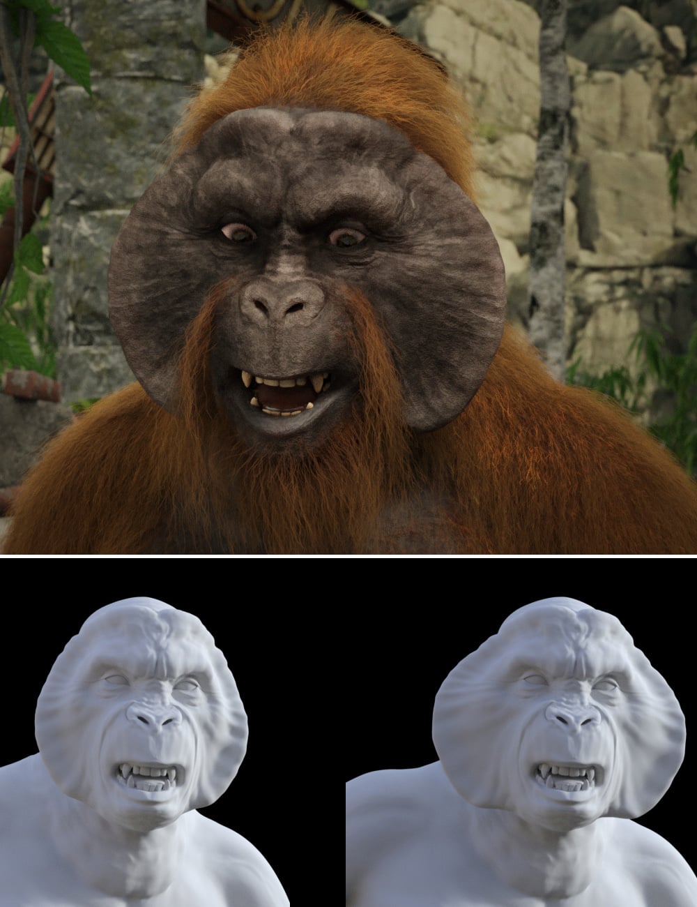 Ape World Orangutan with dForce Hair for Genesis 8 Male | Daz 3D