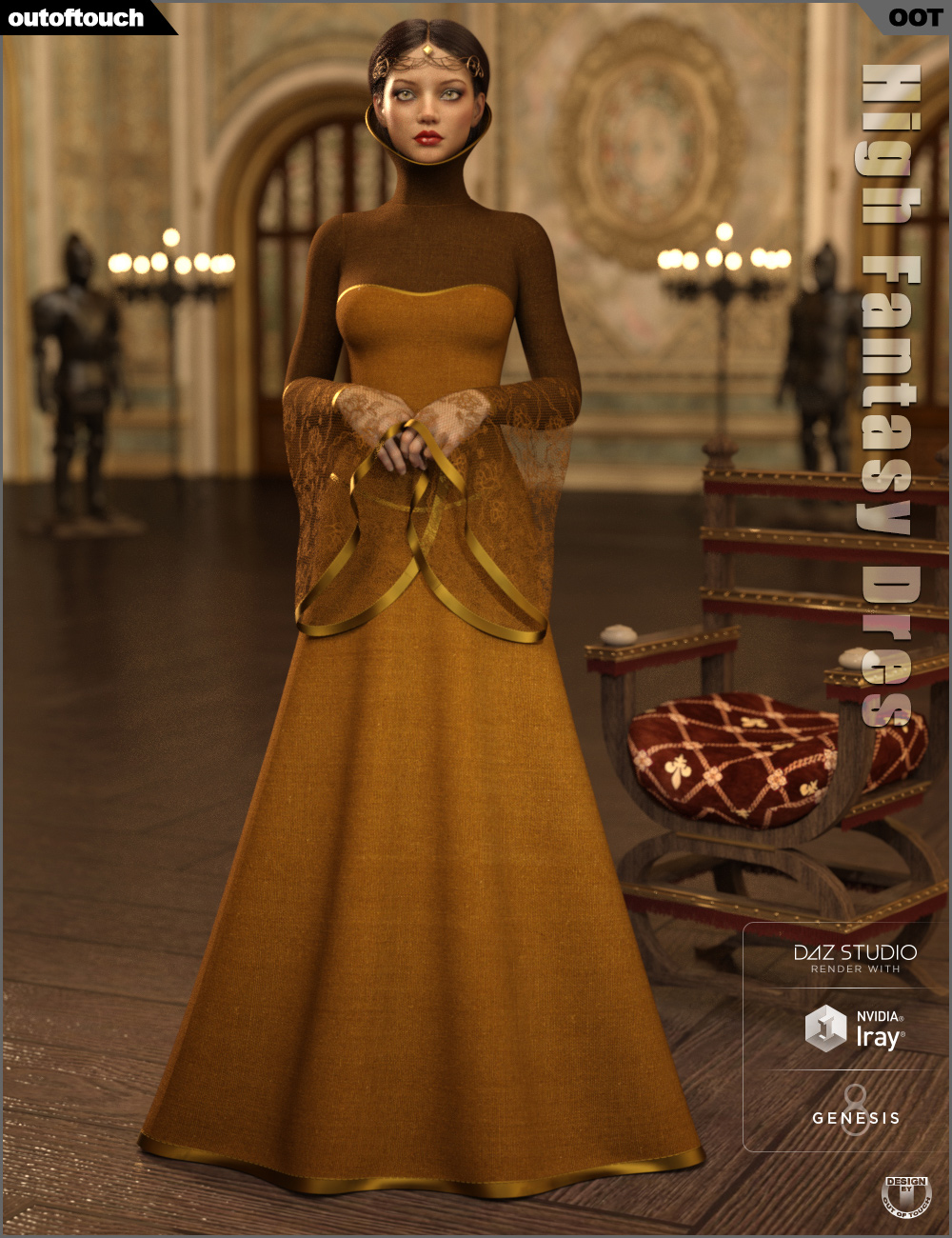 High Fantasy Adeline Clothing, Character and Hair Bundle | Daz 3D