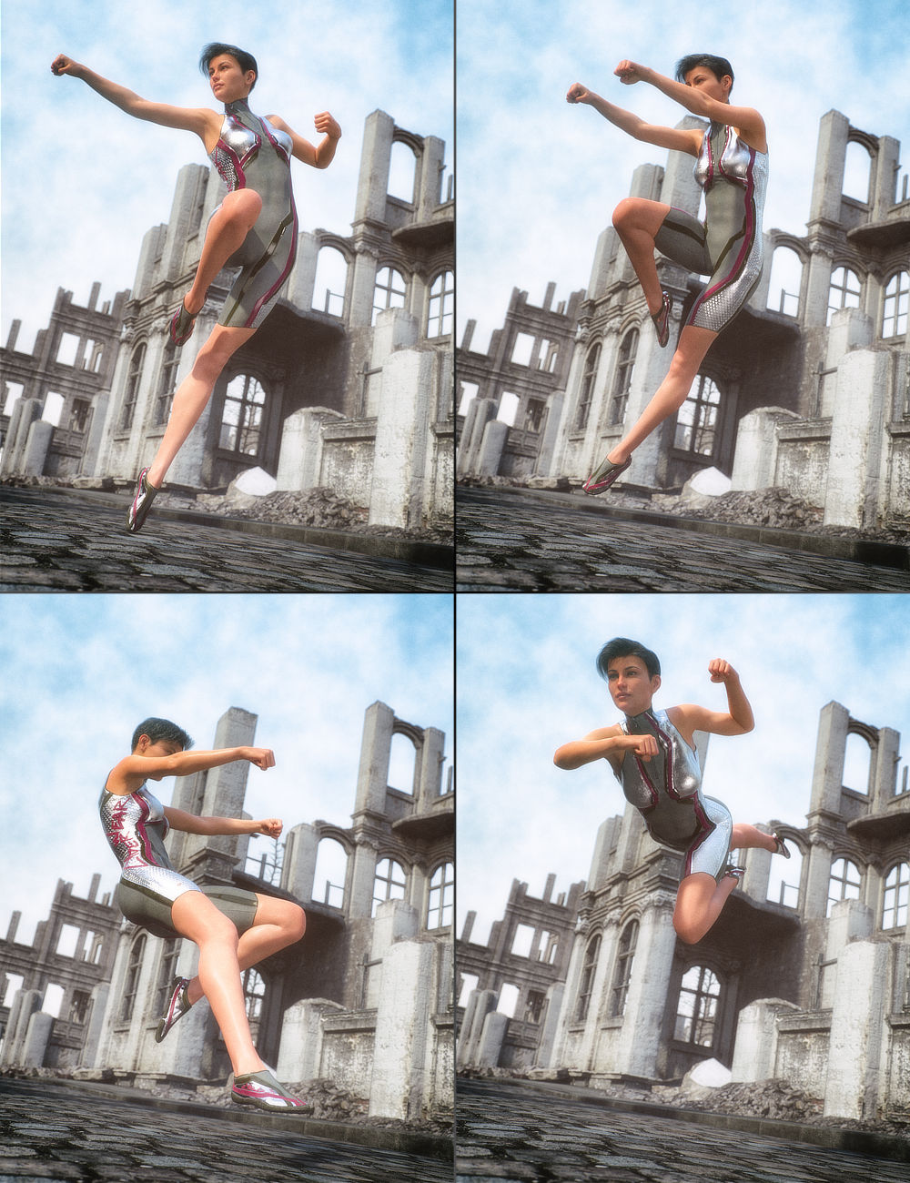 Power Blast Poses for Victoria 7 and 8 and Michael 7 and 8 | Daz 3D