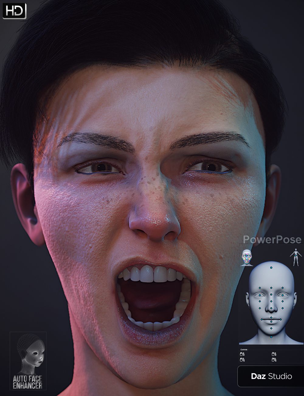 Auto Face Enhancer HD With PowerPose for Genesis 8 Female(s) | Daz 3D
