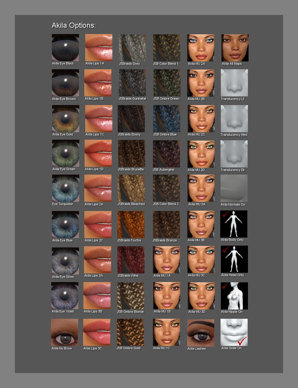 Akila Character with Hair Textures for Genesis 8 Female | Daz 3D