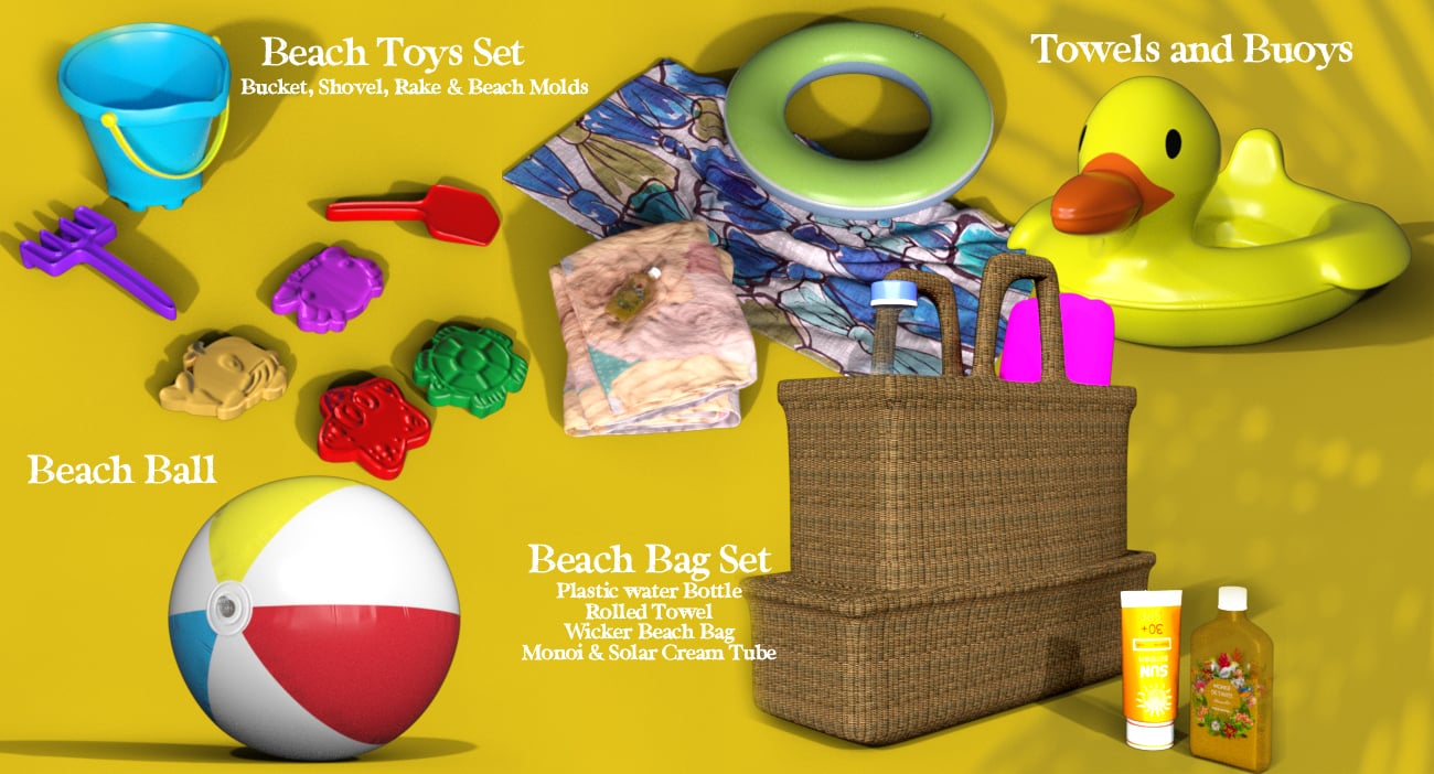 California Summer Beach Props | Daz 3D