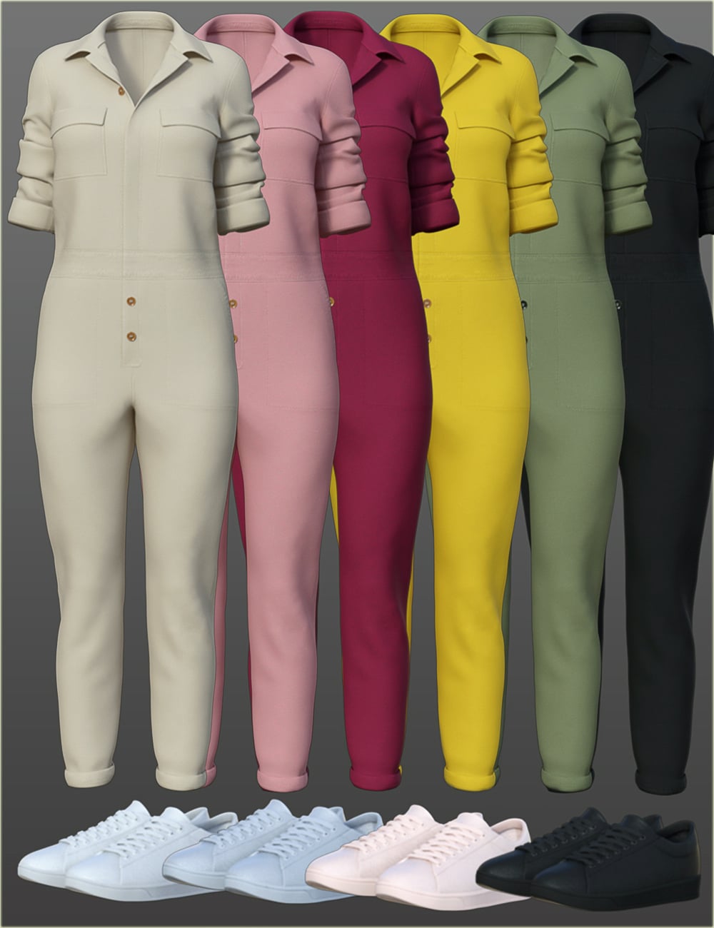dForce H&C Coverall jumpsuit outfits for Genesis 8 Female(s) | Daz 3D