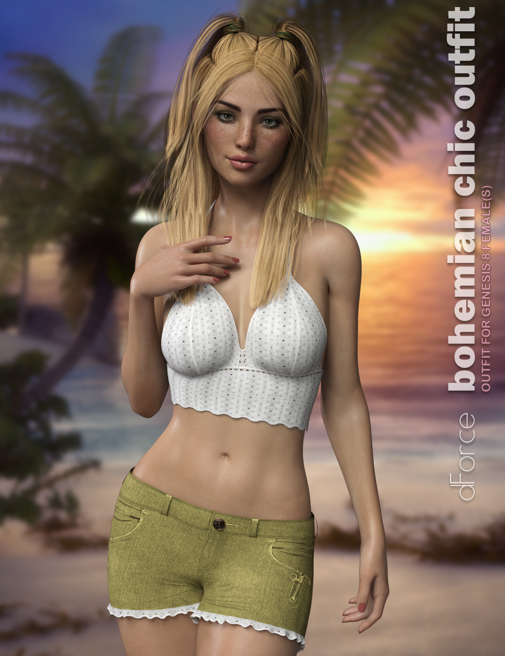 dForce P3D Bohemian Chic Outfit for Genesis 8 Female(s) | Daz 3D