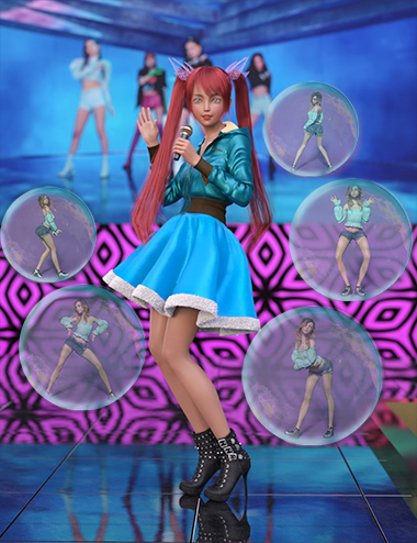 S3D k-Pop Idol Poses for Kanade 8 and Genesis 8 Female(s) | Daz 3D