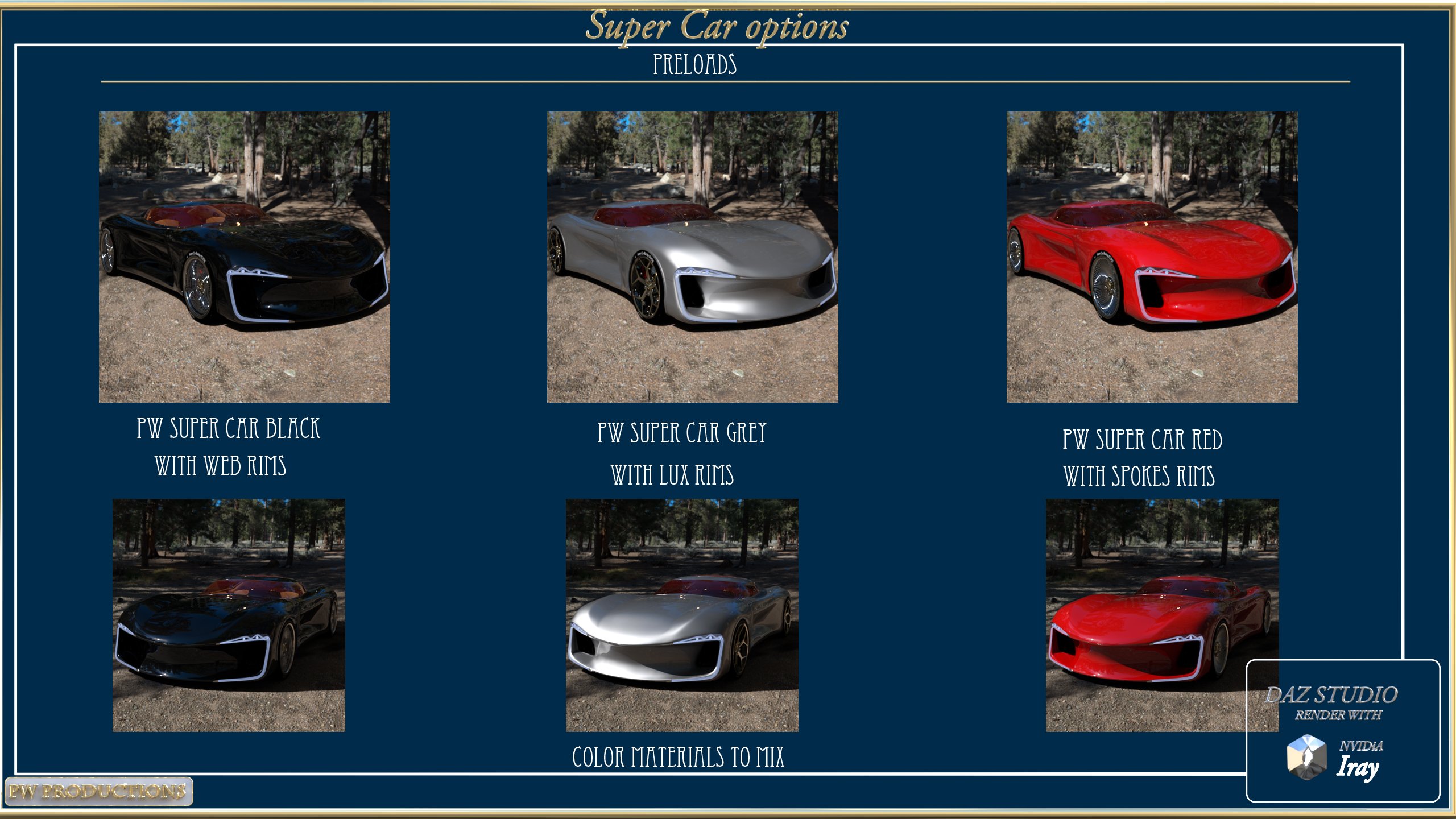 PW Super Car Iray | Daz 3D