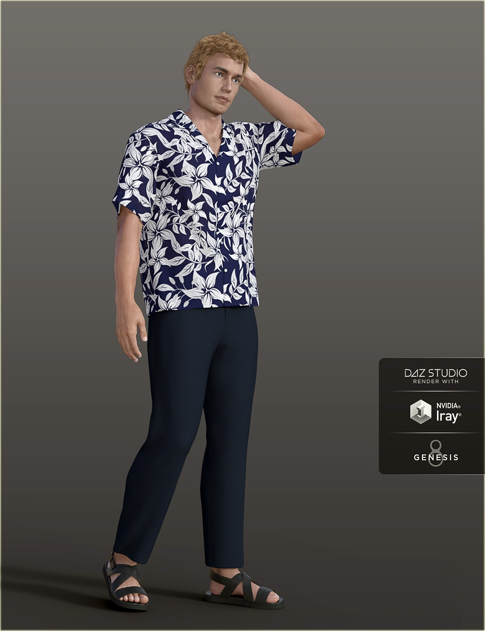 dForce H&C Hawaiian Shirts Outfit for Genesis 8 Male(s) | Daz 3D