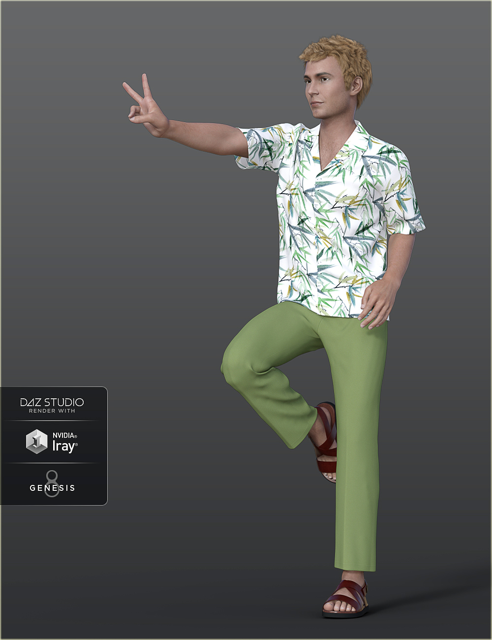dForce H&C Hawaiian Shirts Outfit for Genesis 8 Male(s) | Daz 3D