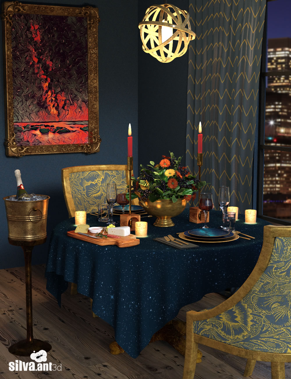 Gilded Night Table Set | Daz 3D