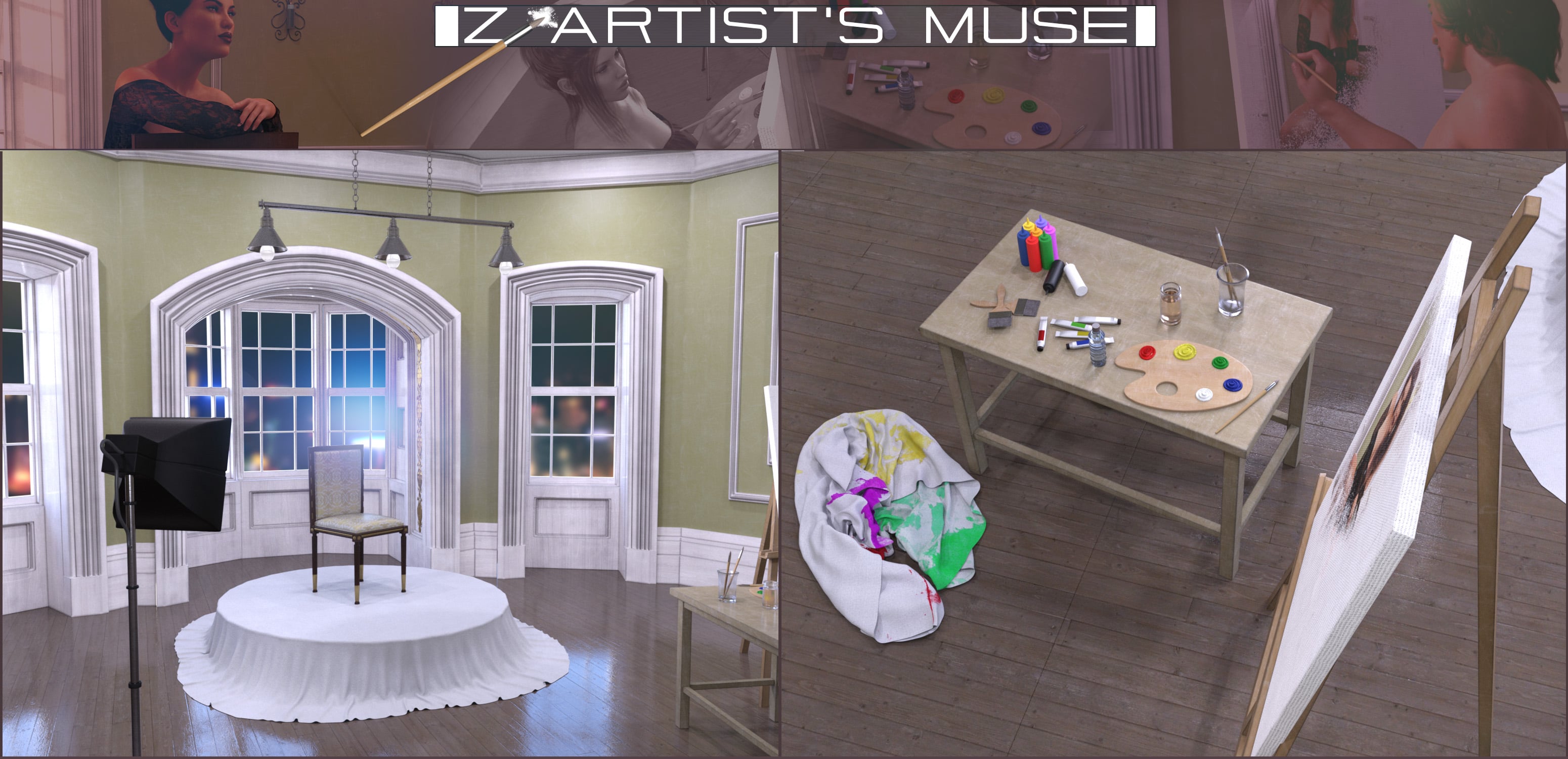 Z Artist's Muse Environment and Poses | Daz 3D