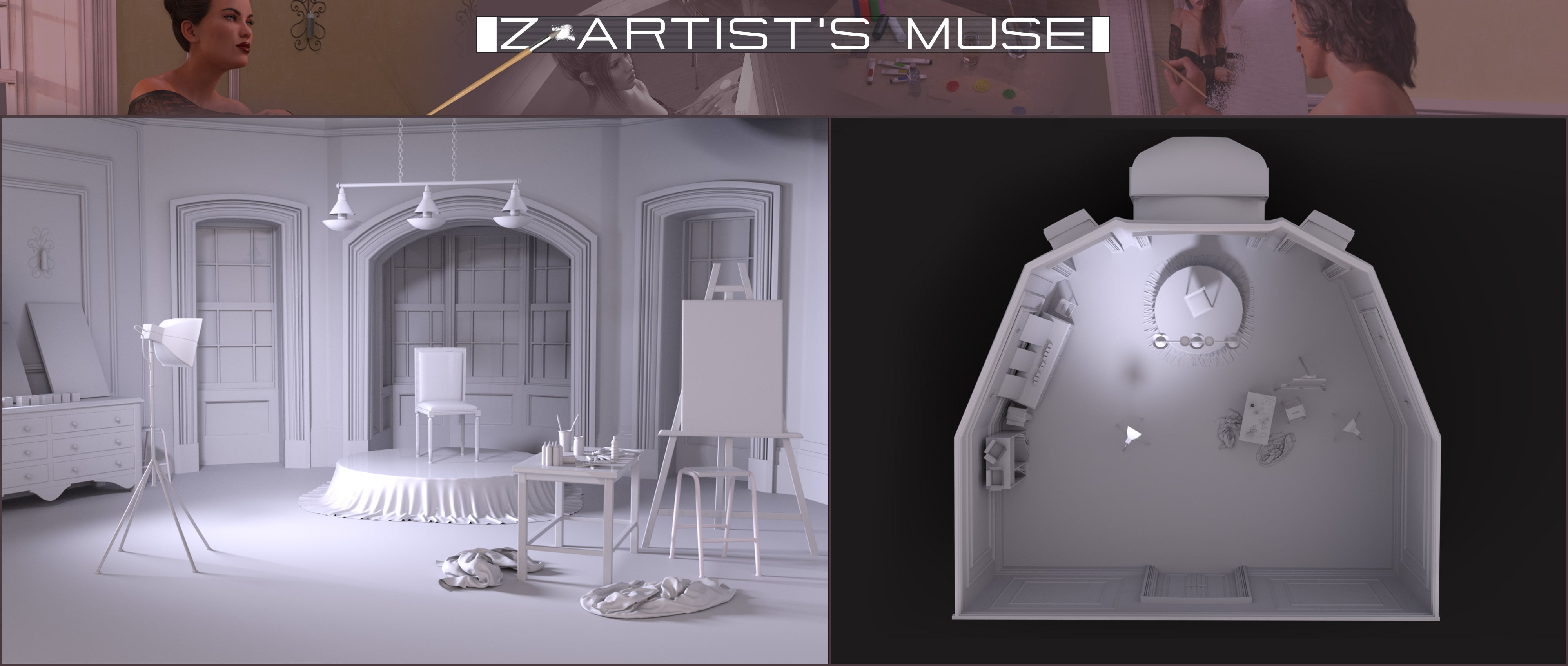 Z Artist's Muse Environment and Poses | Daz 3D
