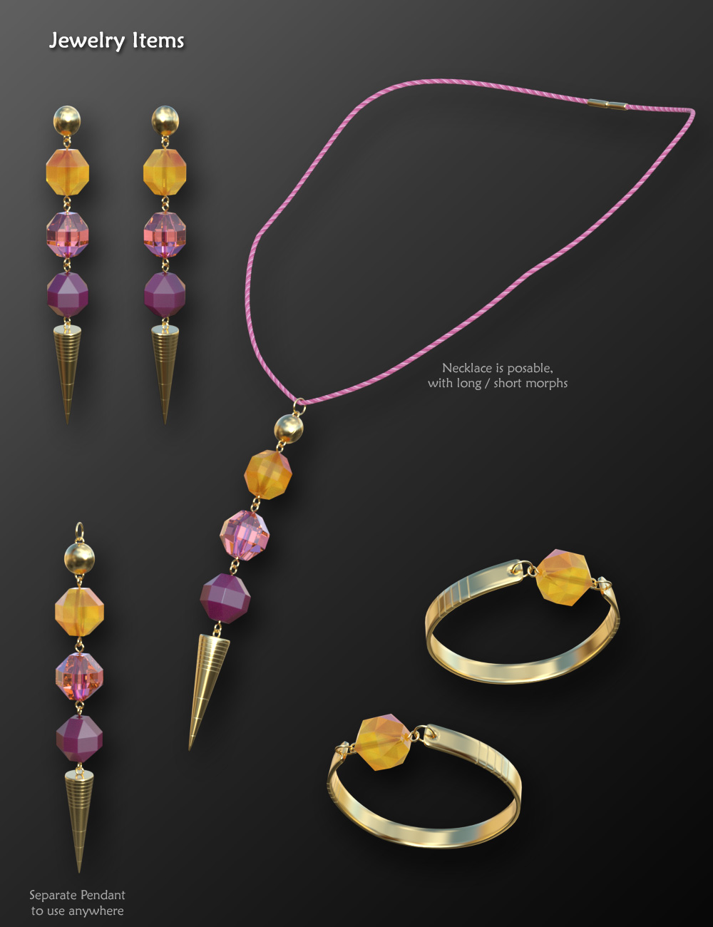 Multi-style Jewelry for Genesis 8 Female(s) | Daz 3D