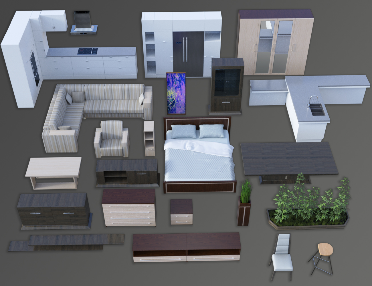Modern House 2 Props Floor 2 | Daz 3D