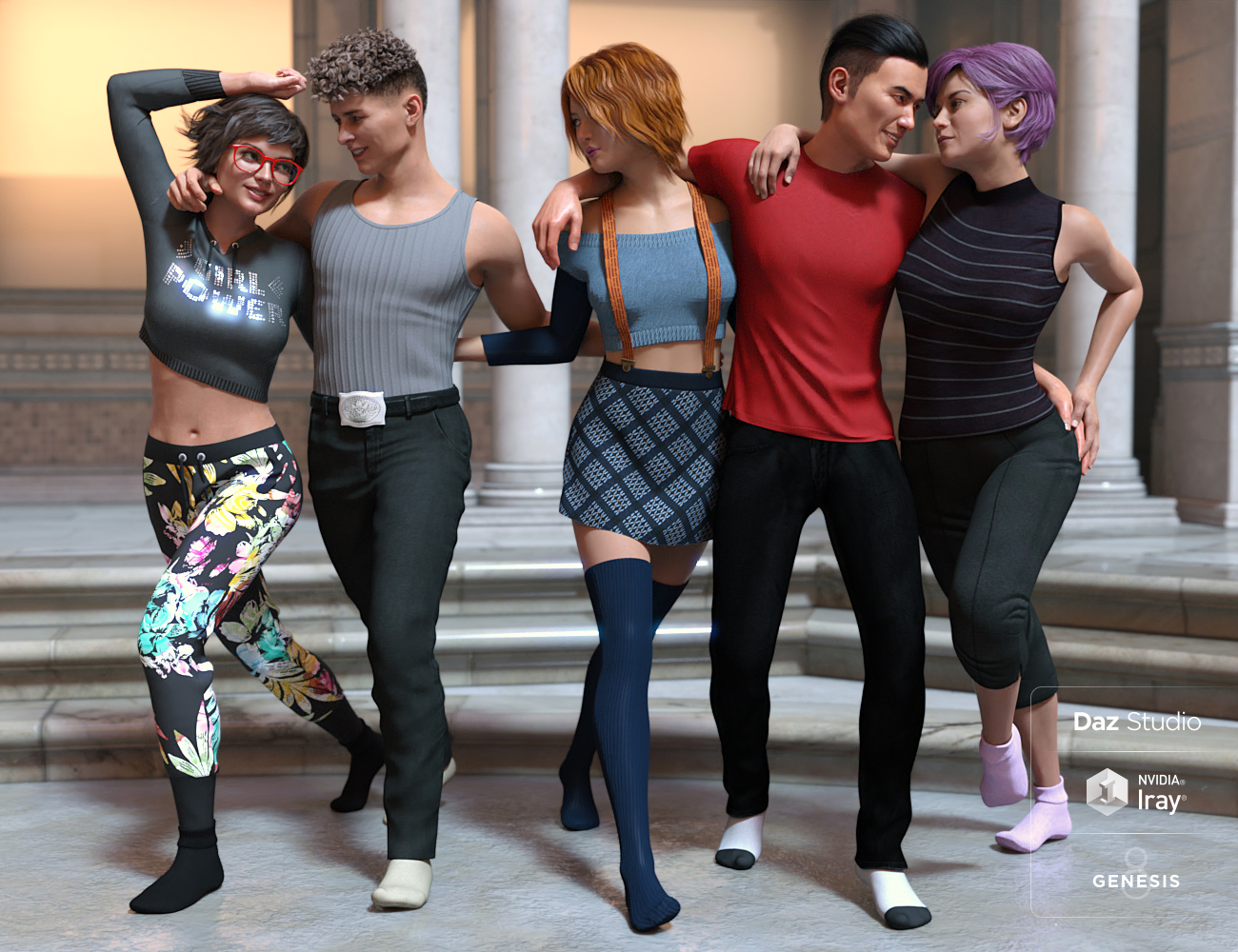 Group Photo Time Poses for Genesis 8 | Daz 3D