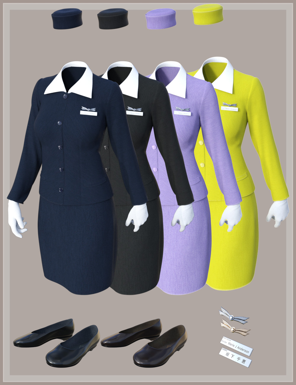 dForce Tour Guide Uniform for Genesis 8 Female(s) | Daz 3D