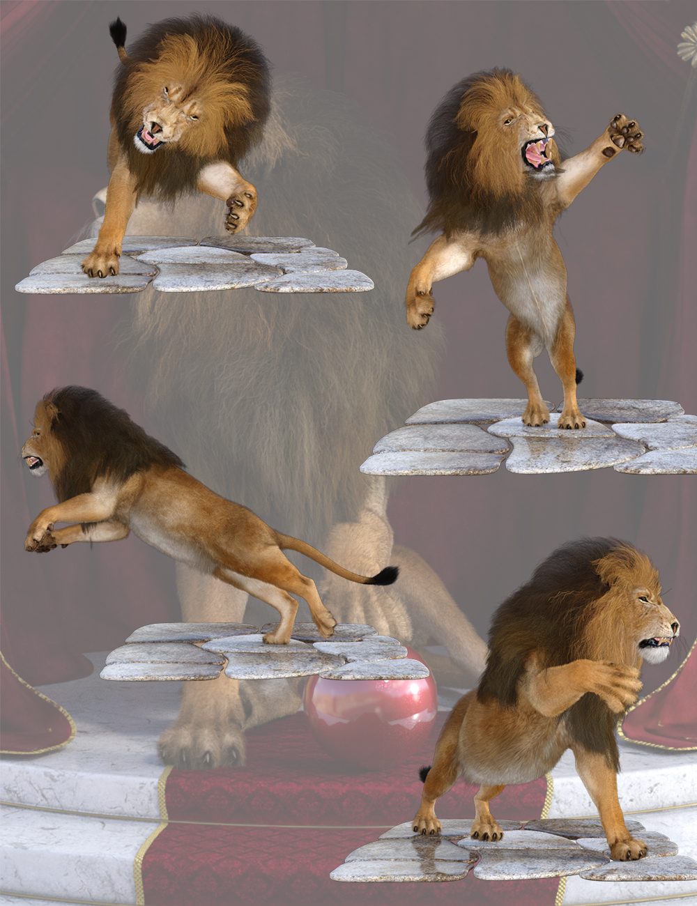 Wild Poses For Felidae Lion | Daz 3D