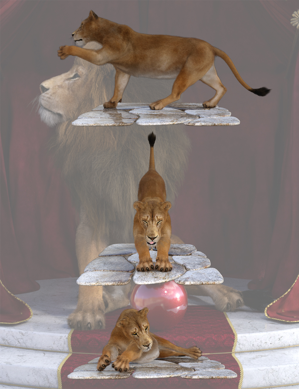 Wild Poses For Felidae Lion | Daz 3D