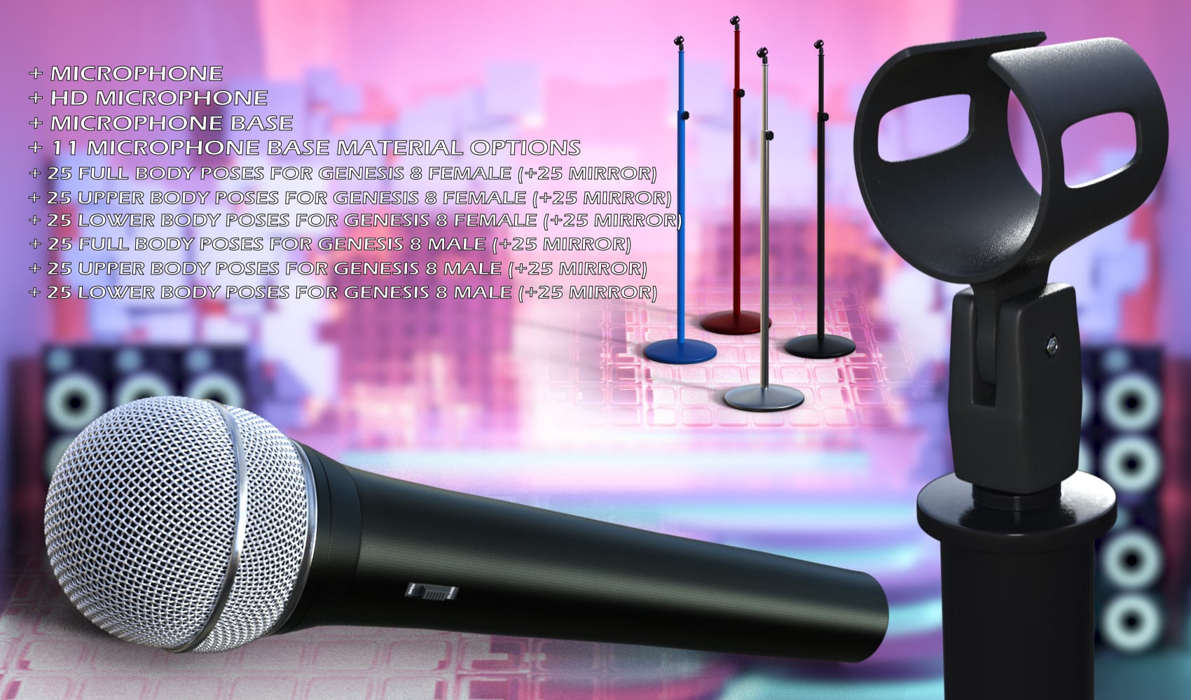 JW HD Microphone and Singing Poses for Genesis 8 | Daz 3D