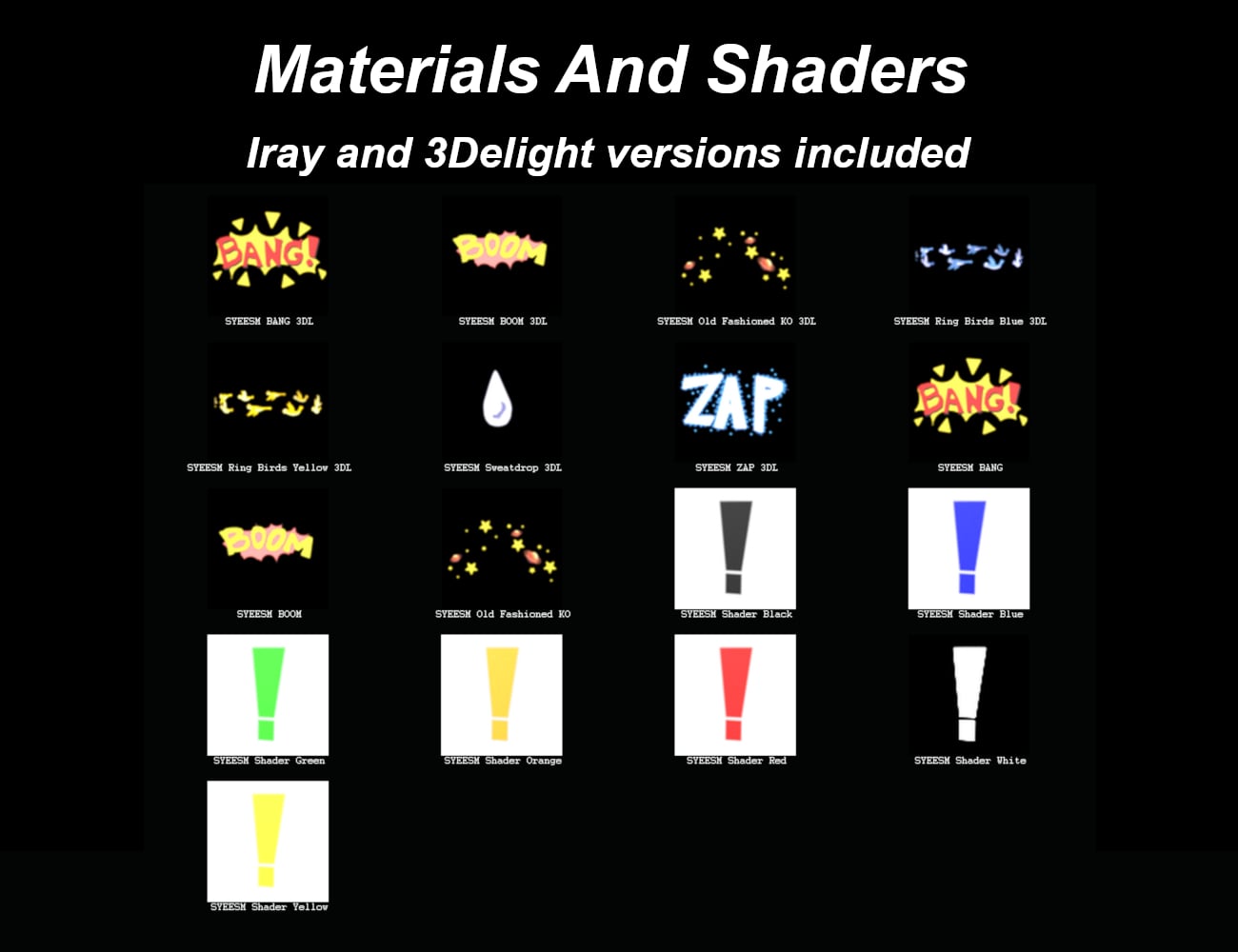 SY Universal Emanata Emotes and Status Effects | Daz 3D