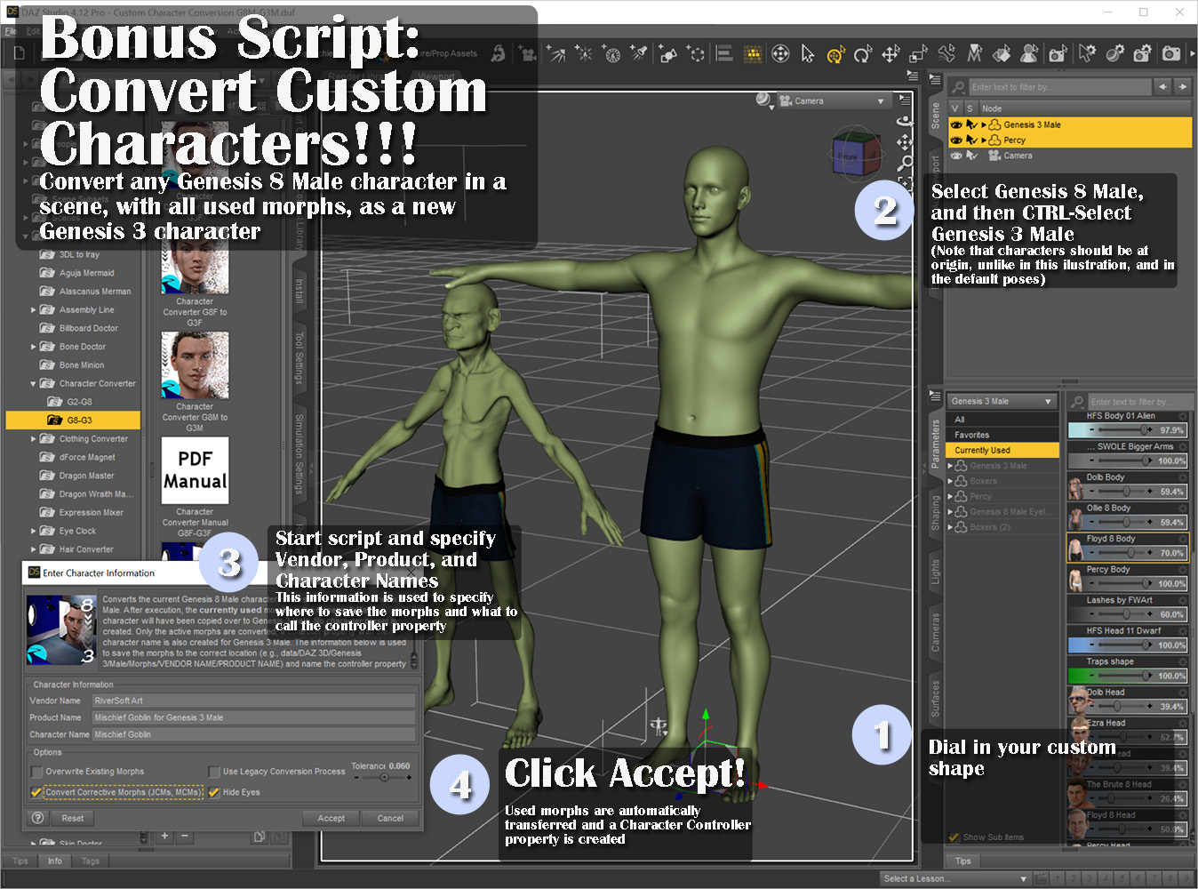 Character Converter from Genesis 8 Male to Genesis 3 Male | Daz 3D