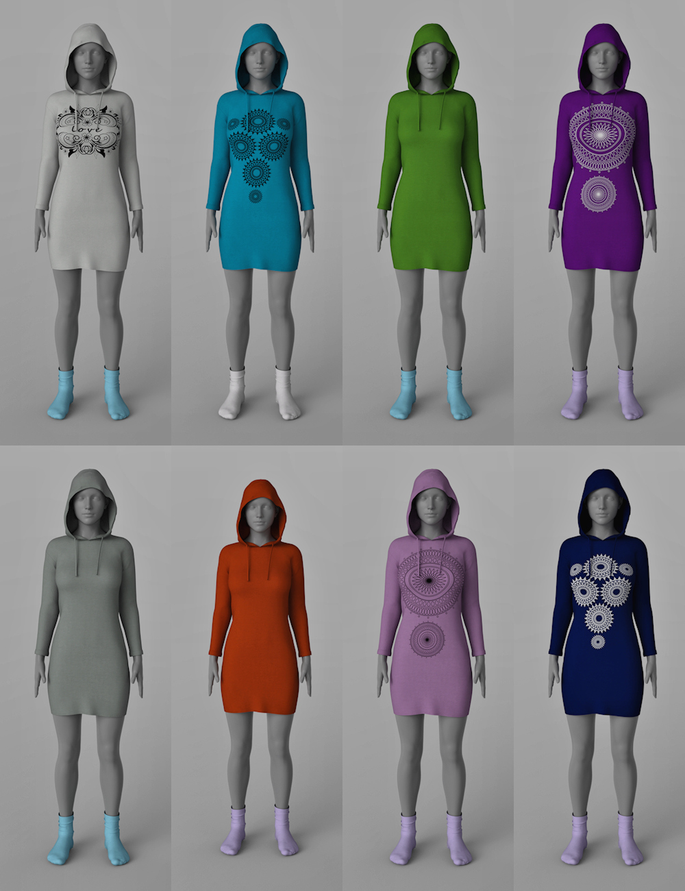 dForce Hoody Dress for Genesis 8 Female(s) | Daz 3D