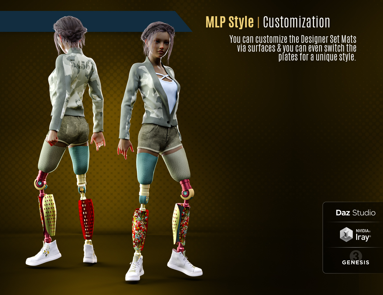Modern Leg Prosthetic for Genesis 3 and 8 Female | Daz 3D