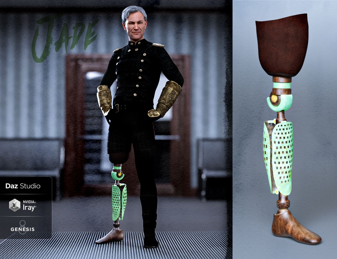 Modern Leg Prosthetic Reimagined Texture Add-On | Daz 3D