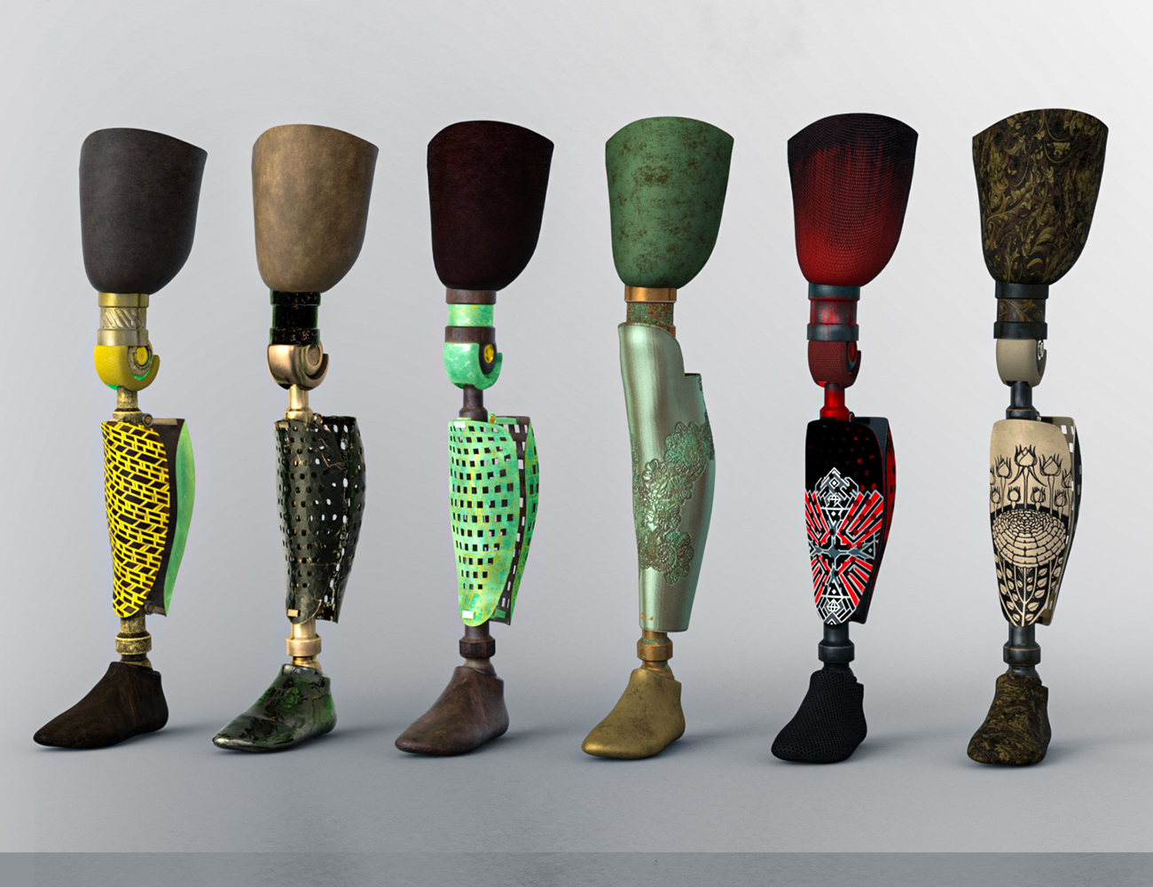 Modern Leg Prosthetic Reimagined Texture Add-On | Daz 3D