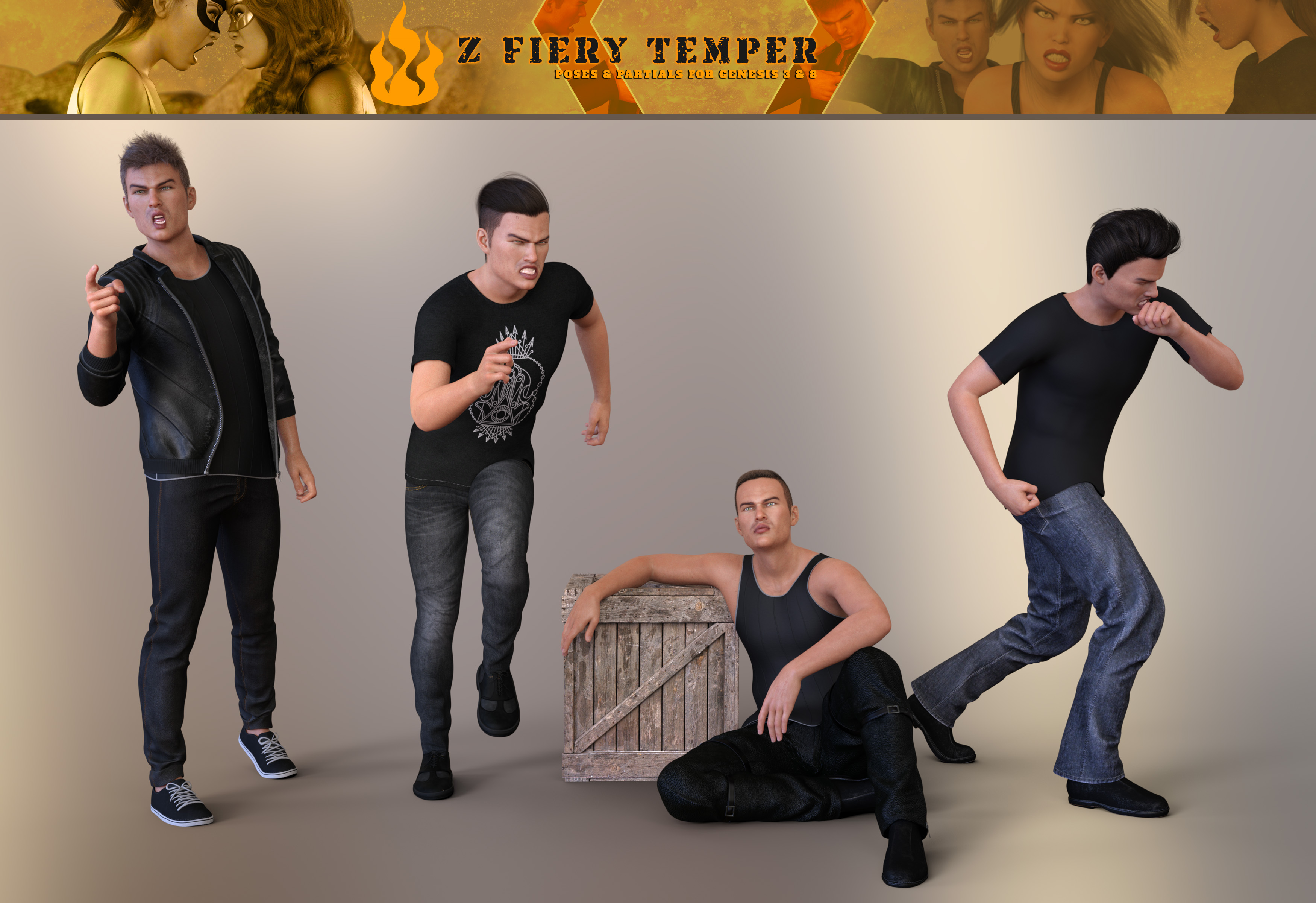 Z Fiery Temper Pose Mega Set | Daz 3D