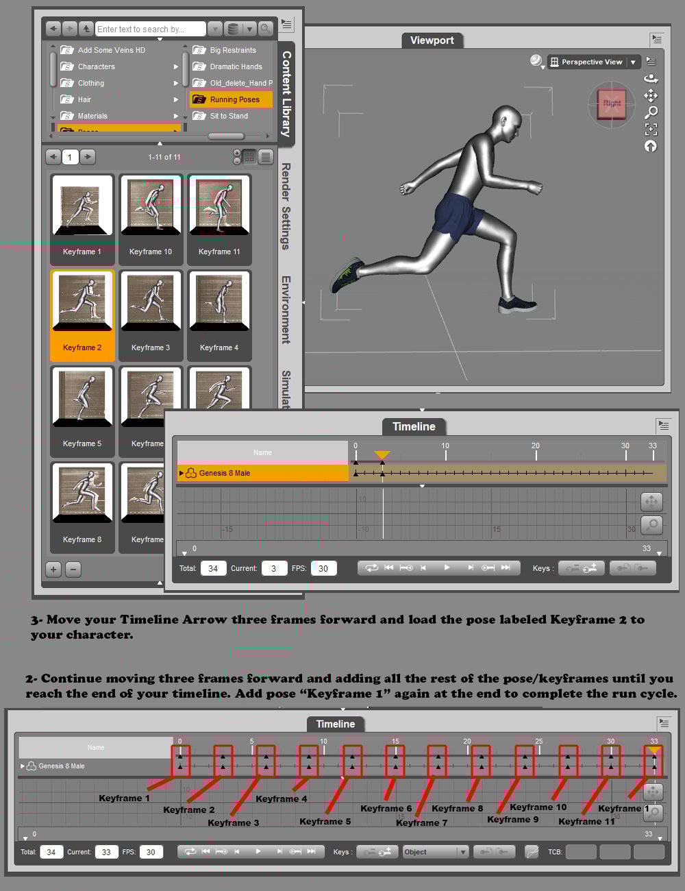 Pose a-Motion Running Cycle | Daz 3D