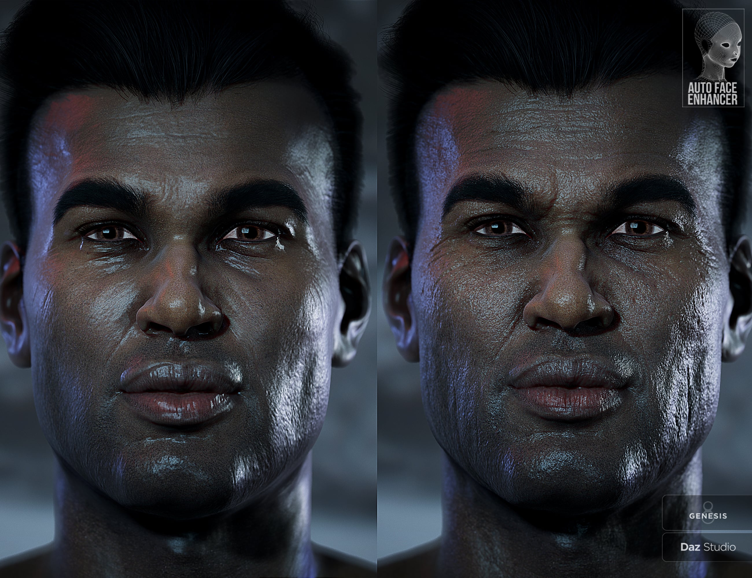 Auto Face Enhancer Skin HD Details for Genesis 8 Male(s) | Daz 3D