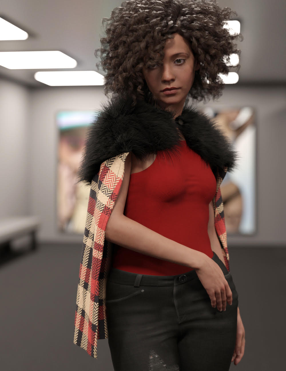 dForce Classic Fur Cape and Textures Bundle | Daz 3D