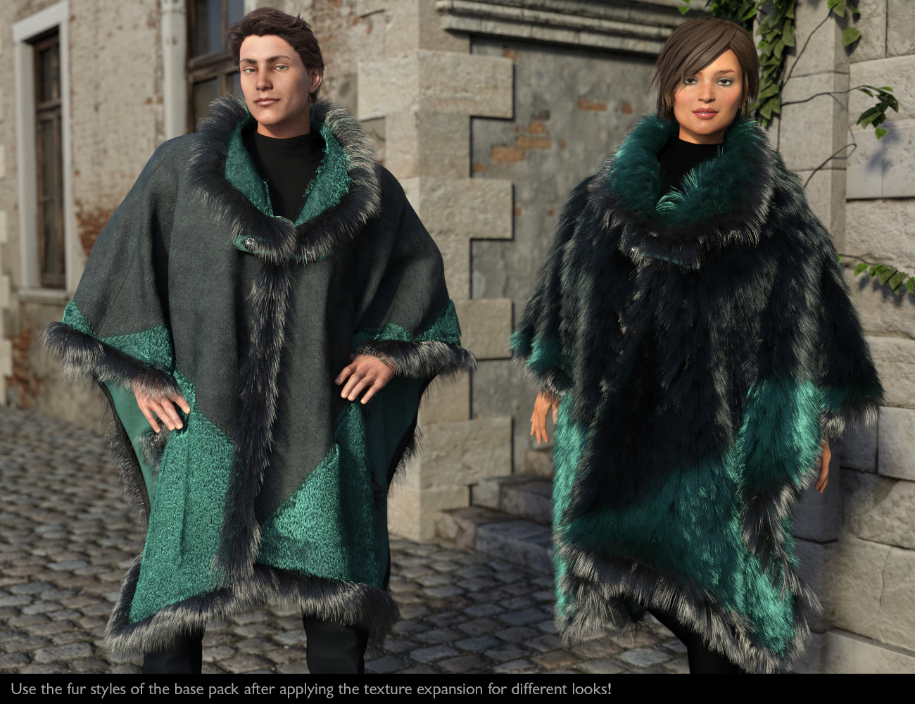 dForce Real Fur Poncho Texture Expansion | Daz 3D