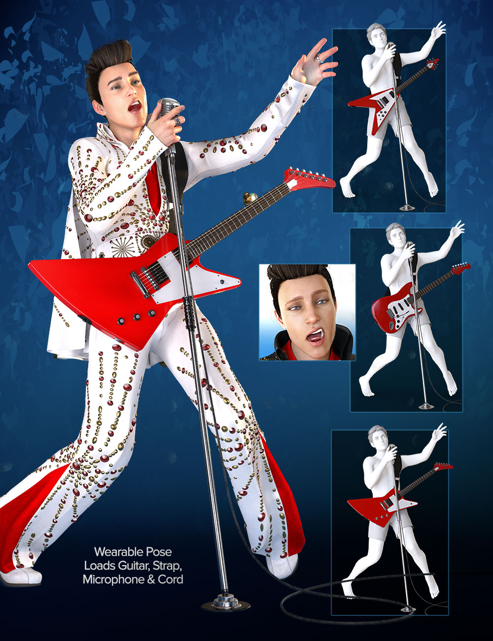 Electric Guitar Collection Poses for Genesis 3 and 8 | Daz 3D