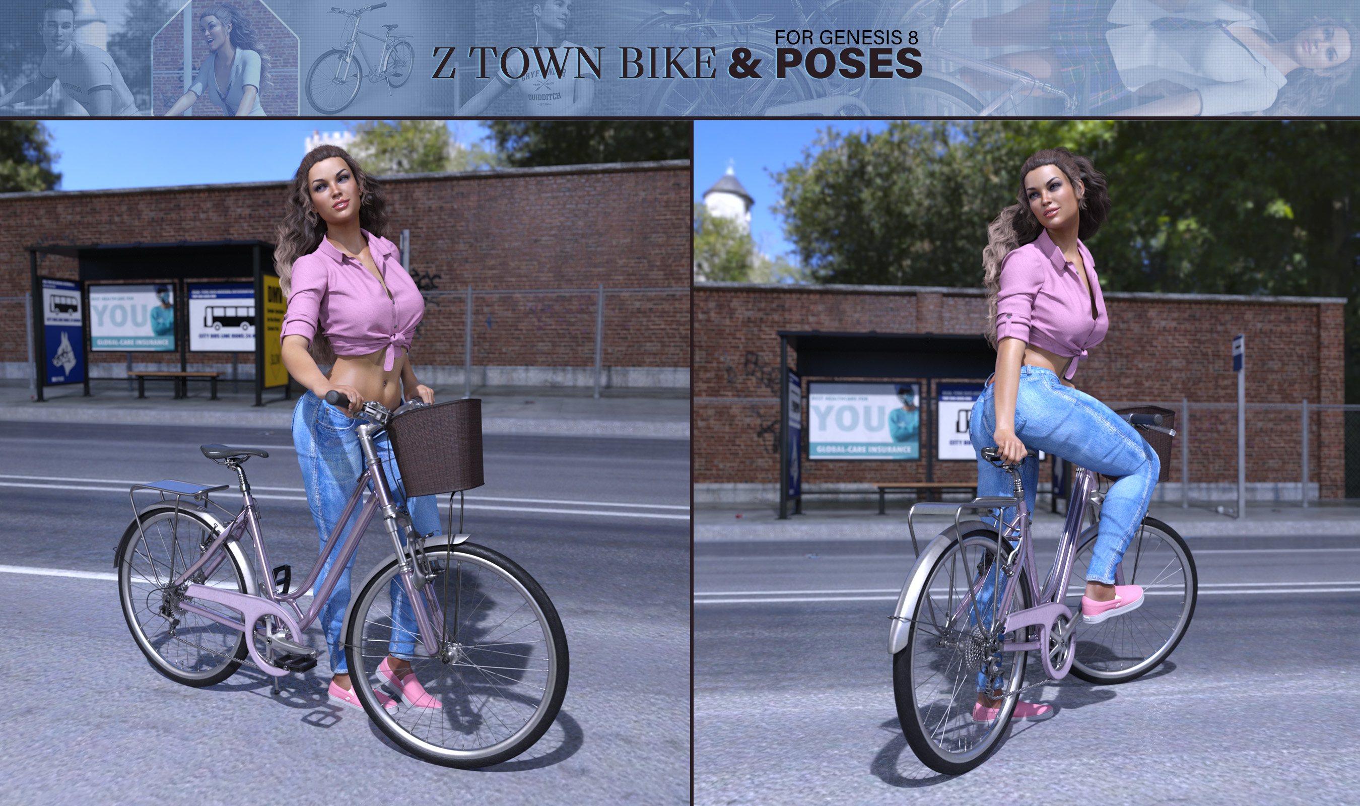 Z Town Bike and Poses | Daz 3D