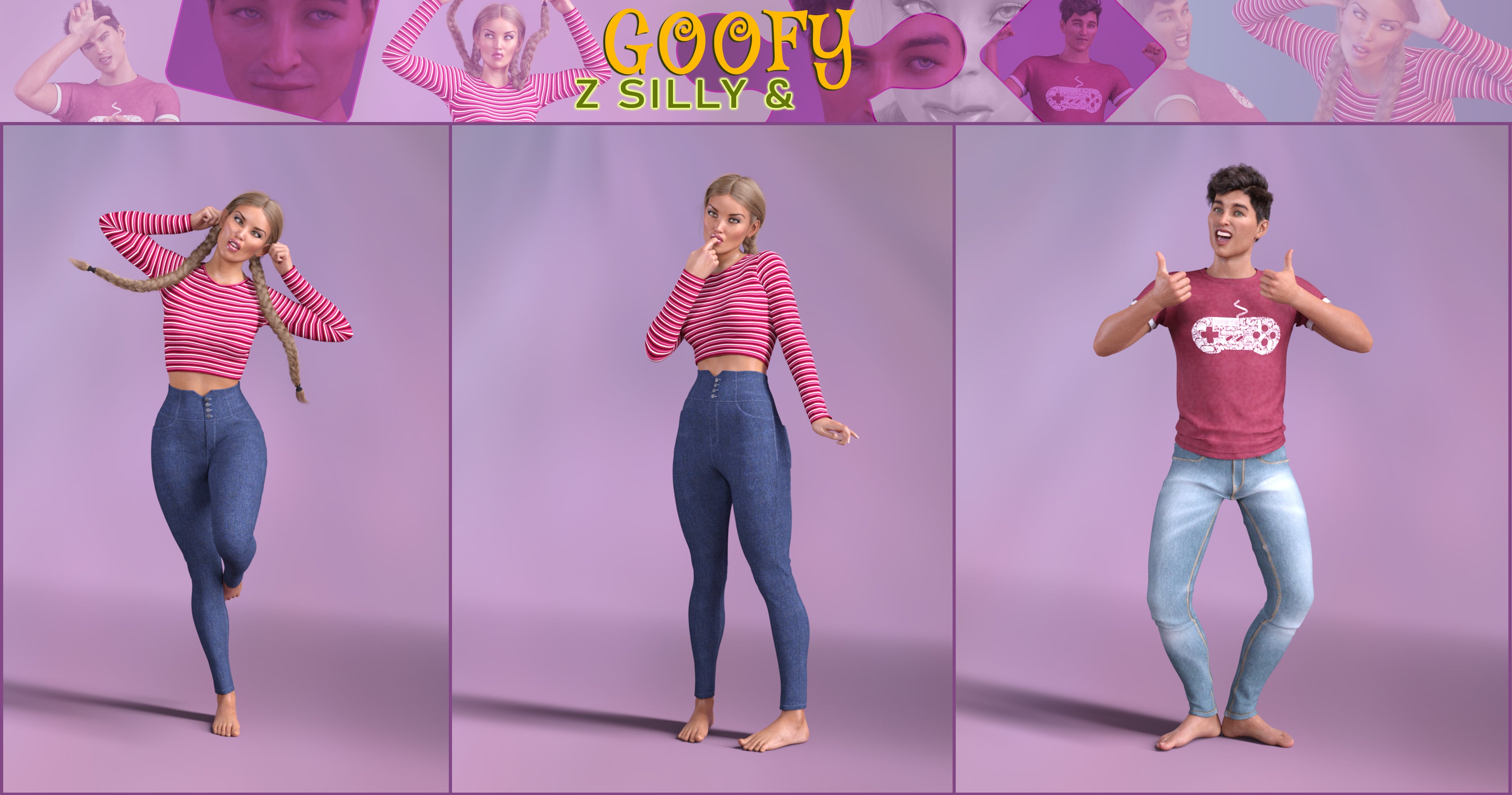 Z Silly and Goofy Pose Mega Set | Daz 3D