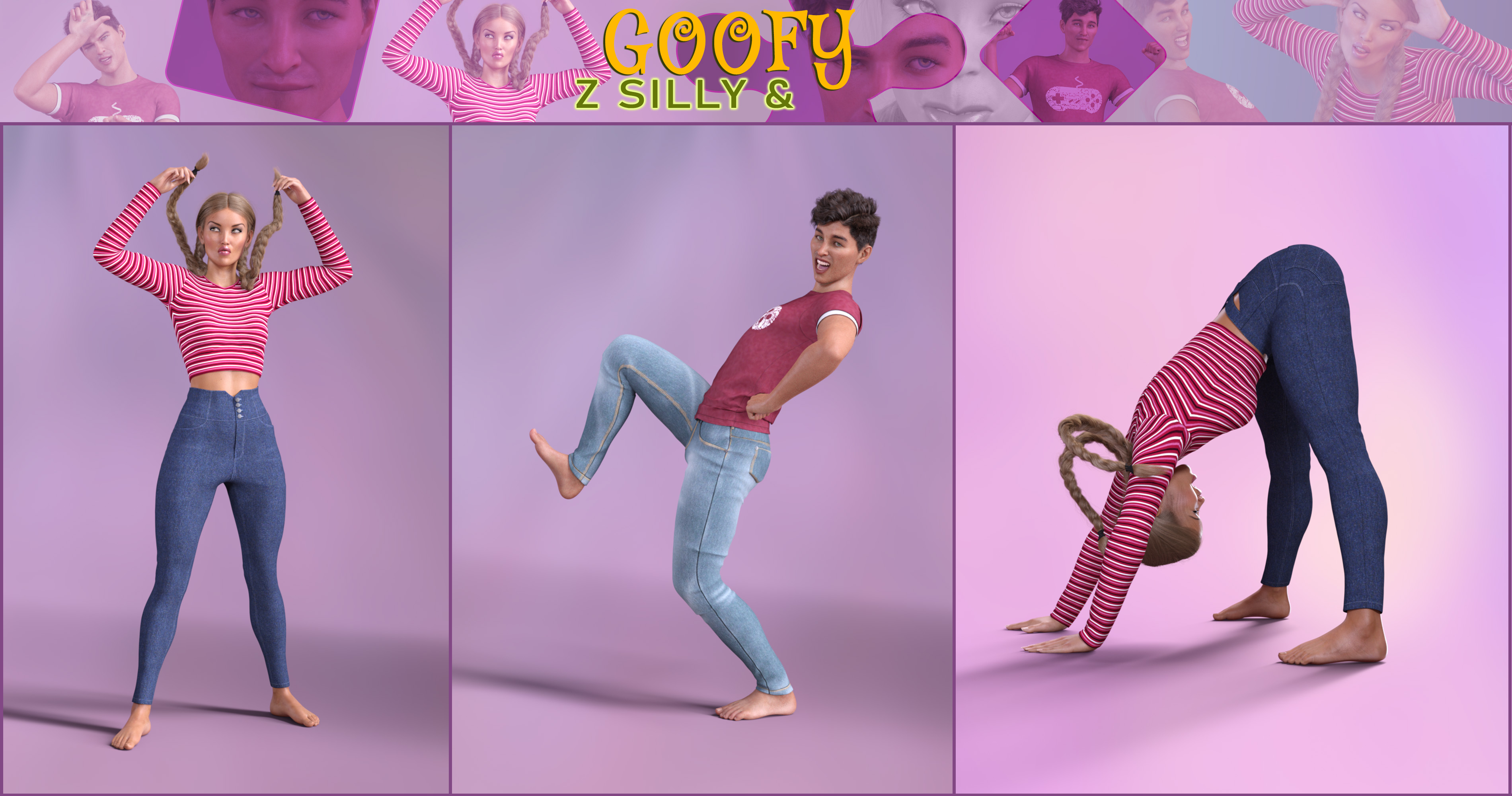 Z Silly and Goofy Pose Mega Set | Daz 3D