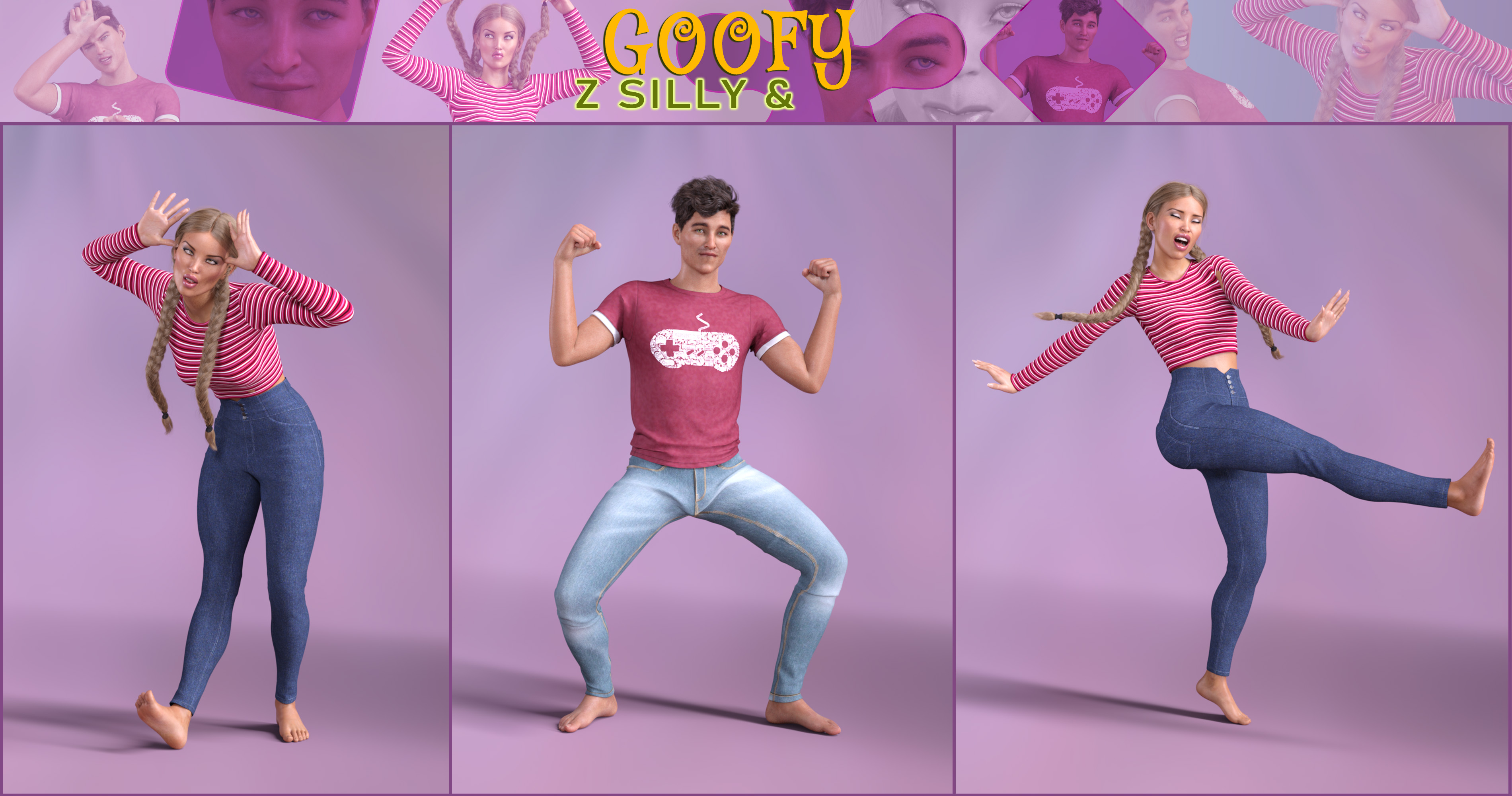 Z Silly and Goofy Pose Mega Set | Daz 3D