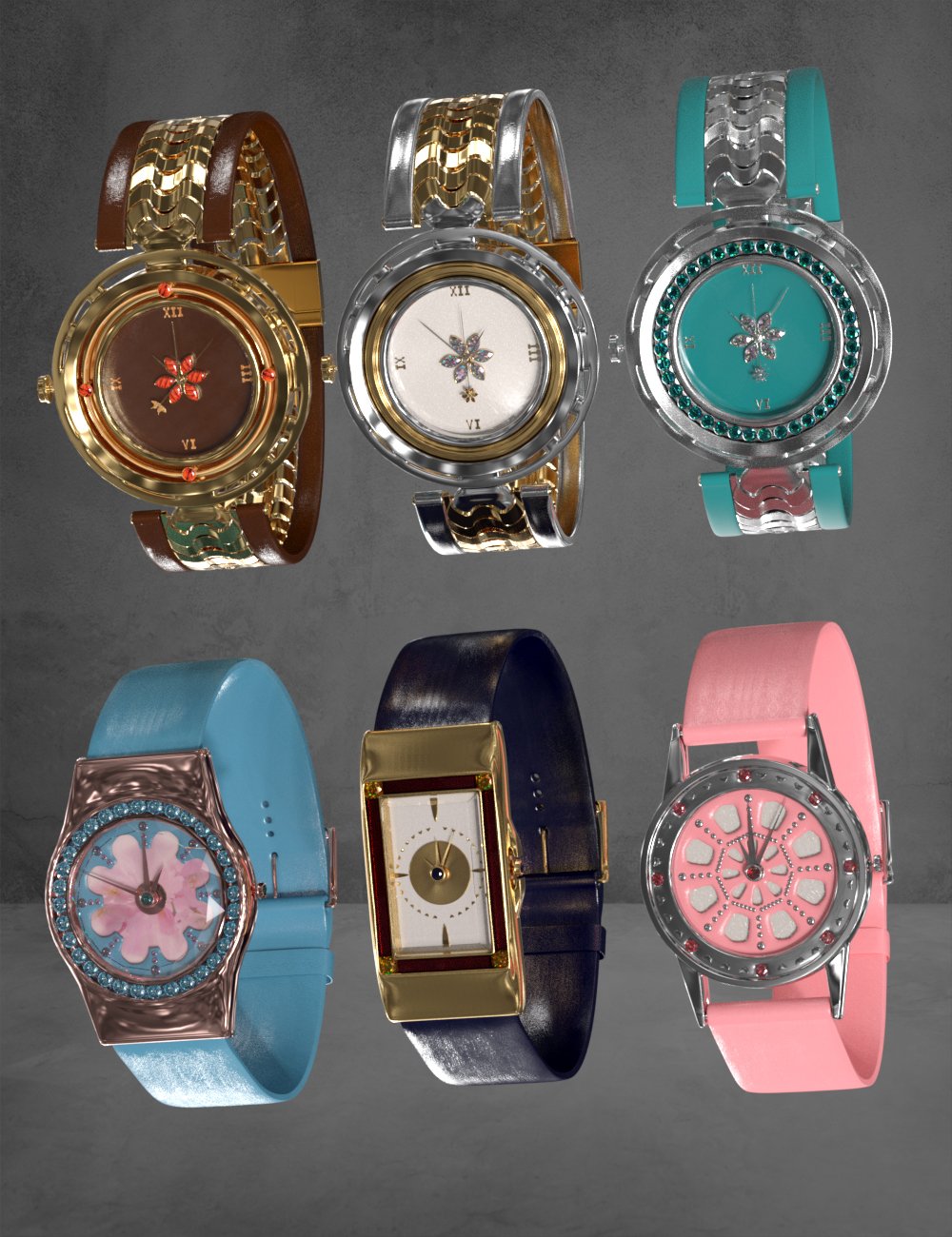 Stylish Watches for Genesis 8 Female(s) | Daz 3D