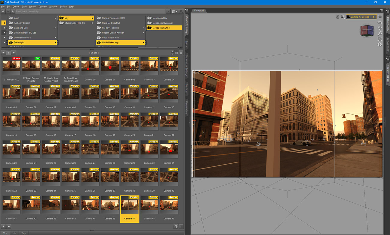 50 HDRIs - Movie Maker Iray - Metropolis Sunset | Daz 3D