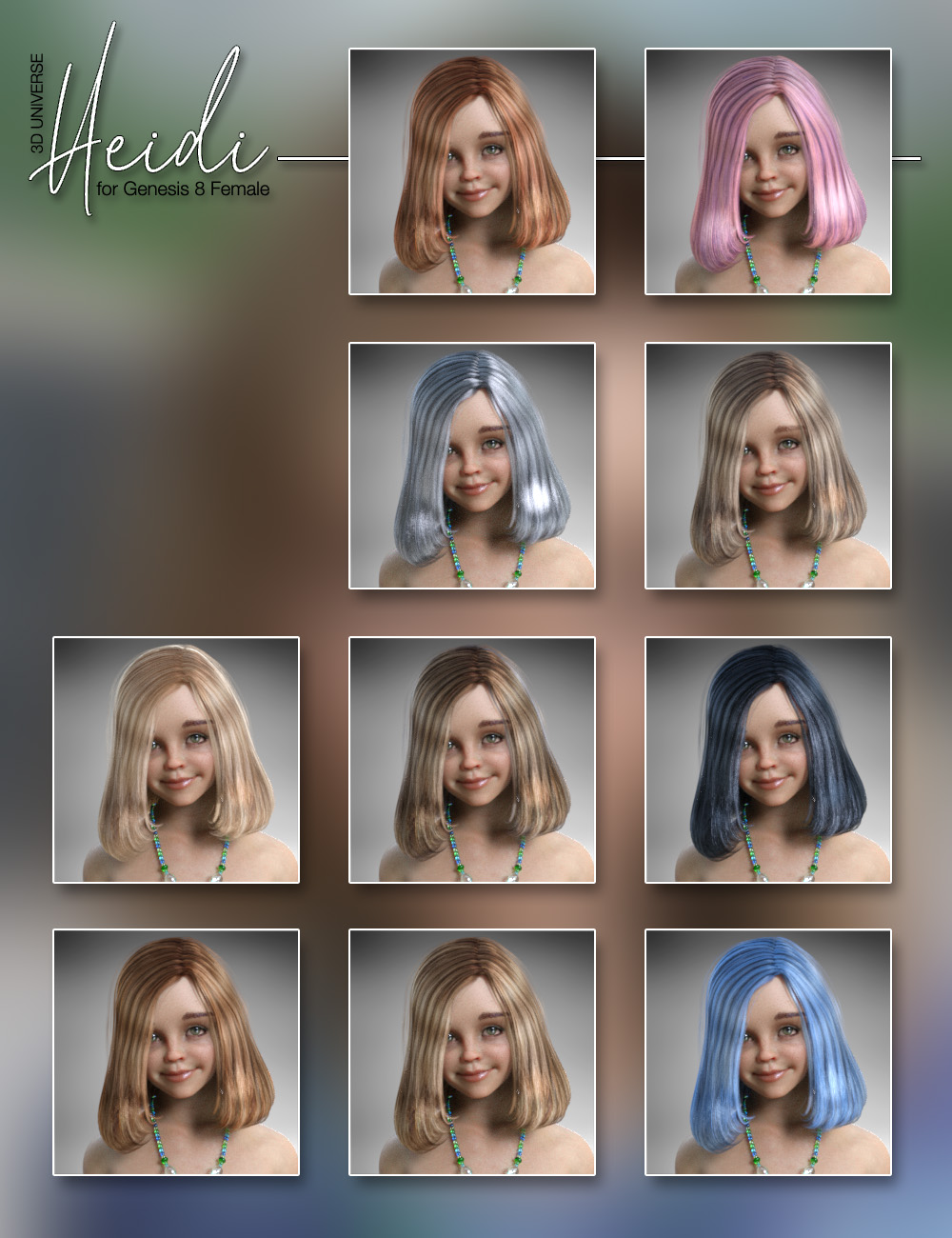 Heidi Hair for Genesis 8 Female(s) | Daz 3D