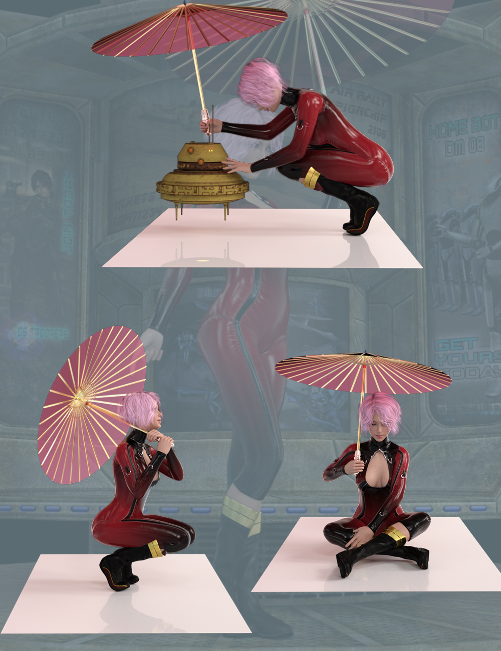 Umbrella Poses For Genesis 8 Female | Daz 3D